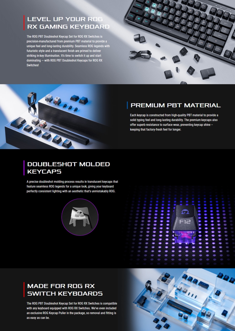 ASUS ROG RX Switch Doubleshot PBT Backlit Keycap Set - Black