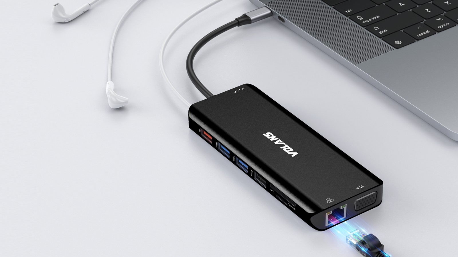 VOLANS VL-UCTDMH-S Aluminum 13-in-1 USB-C Hub with 100W PD