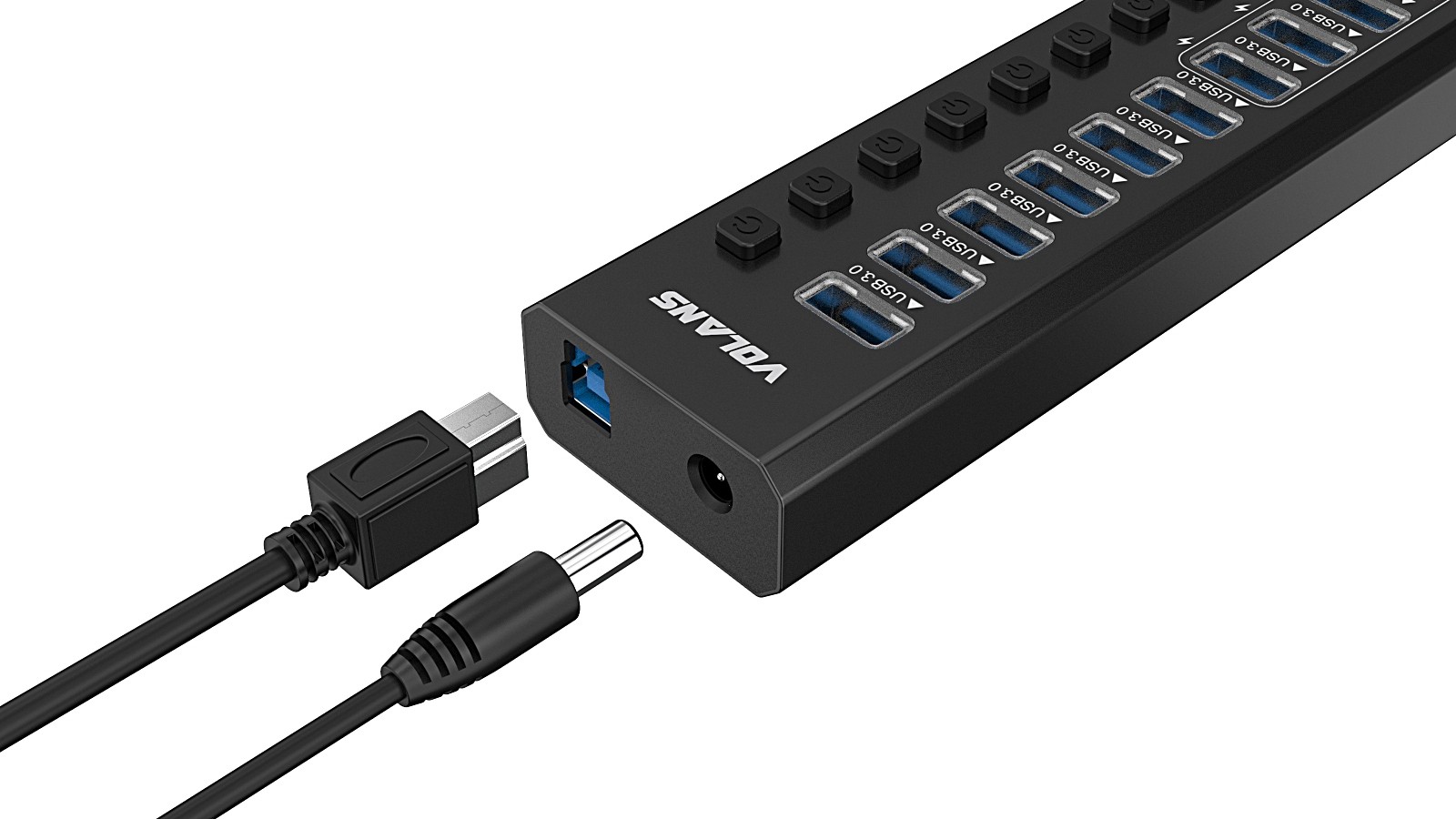 VOLANS VL-HB10S Aluminum 10 Ports USB3.0 HUB with 4 x Fast Charing Ports