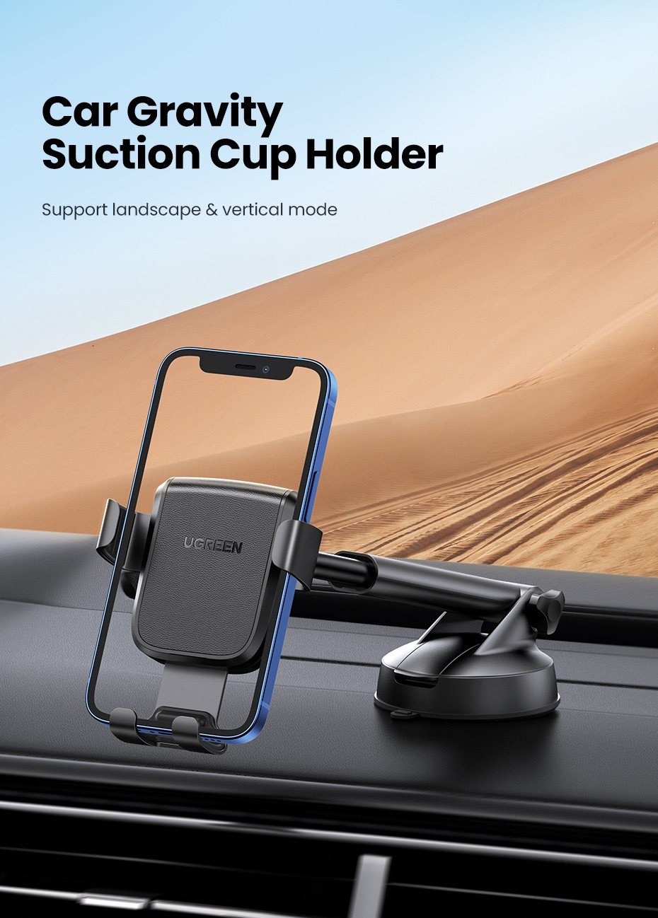 UGREEN 60990B Gravity Phone Holder with Suction Cup (Black)