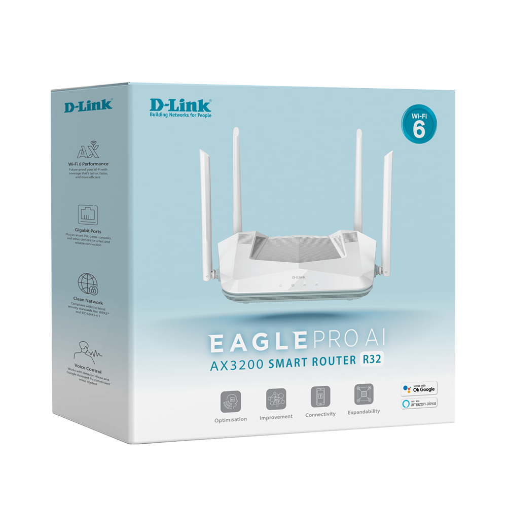 D-Link EAGLE PRO AI AX3200 R32 Dual-Band Wi-Fi 6 Mesh Router