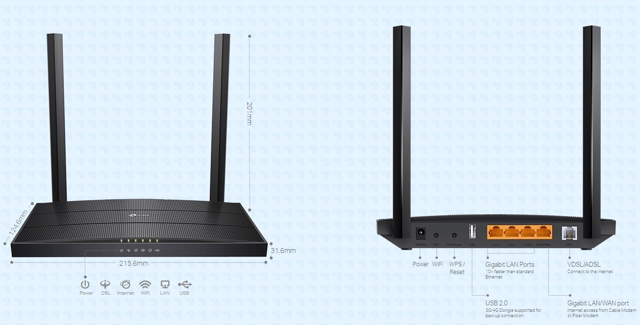 TP-Link Archer VR400 V3 AC1200 Wireless VDSL/ADSL Modem Router