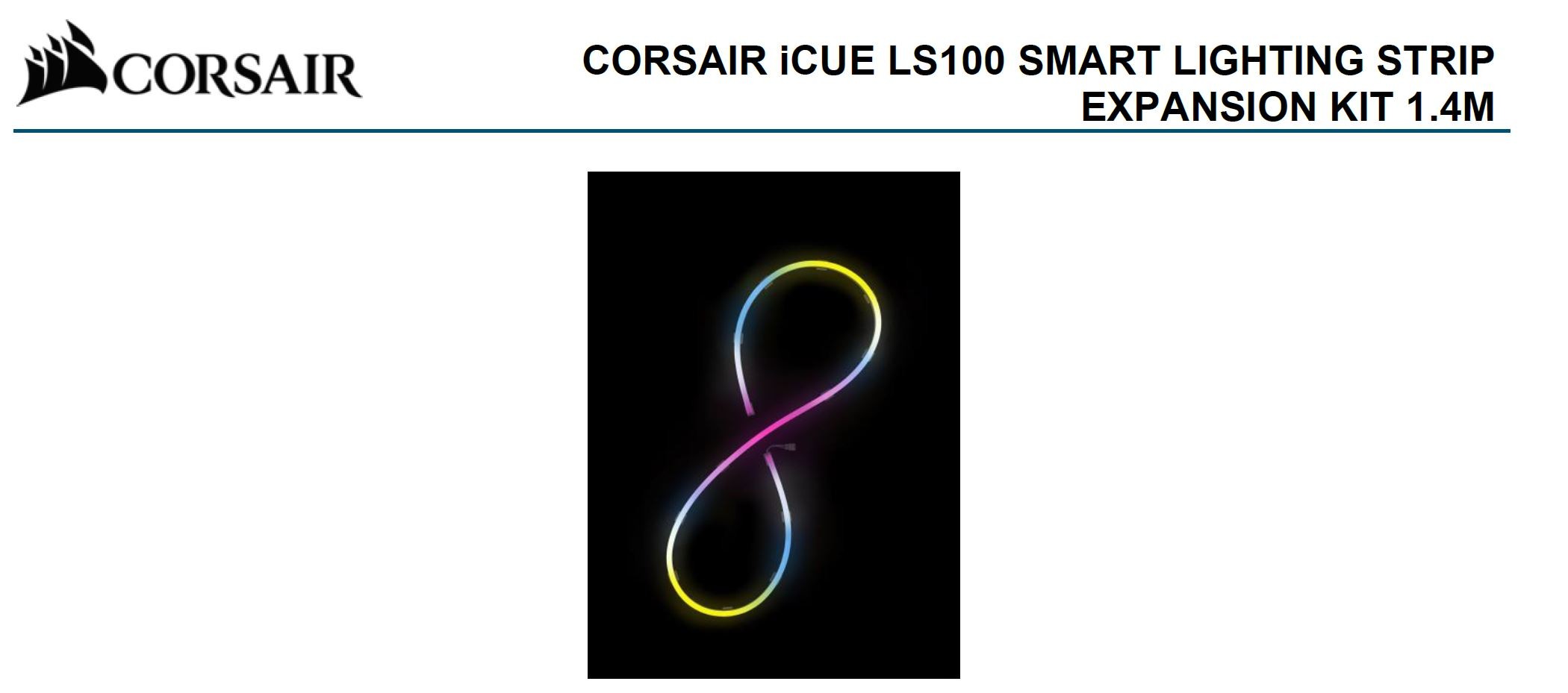 Corsair iCUE LS100 Smart Lighting Strip Expansion Kit 1x 1.4 Meter 84 ...