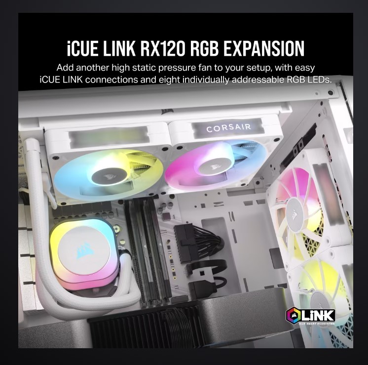 Corsair RX120 RGB iCUE LINK RX120 RGB 120mm PWM Single Fan Expansion ...