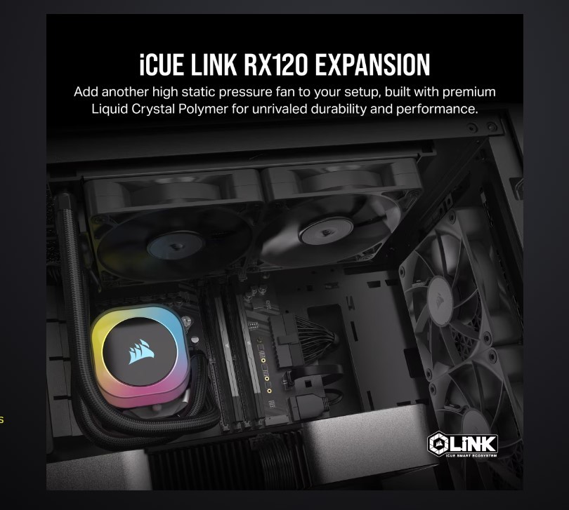 Corsair RX120 iCUE LINK 120mm PWM Single Fan Expansion. Black Fan ...